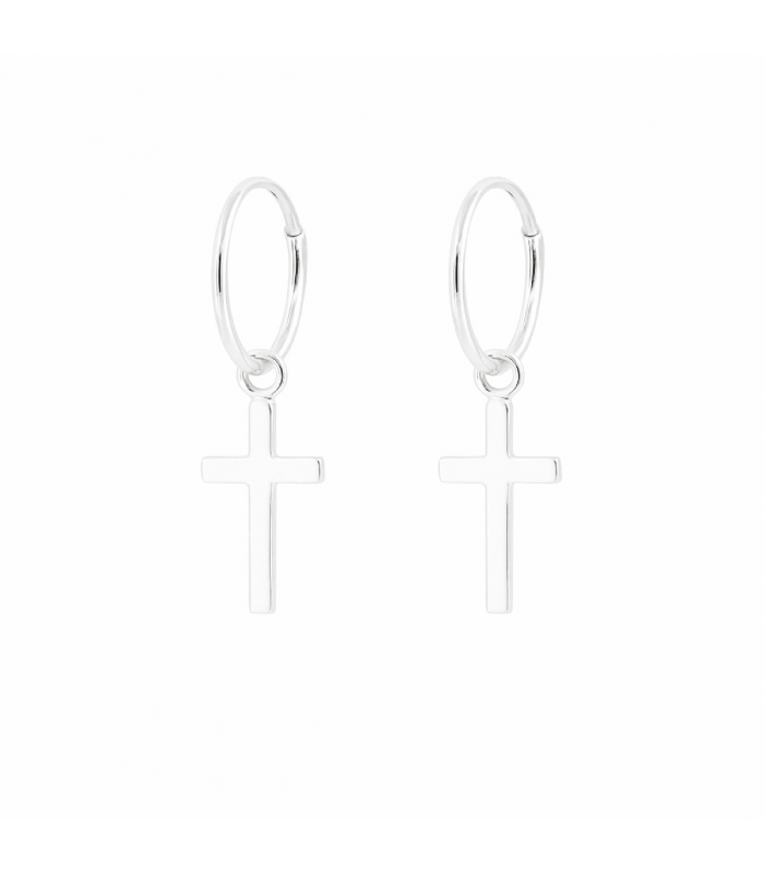 Comprar Aro Plata con Cruz 12mm Precio Par al por Mayor